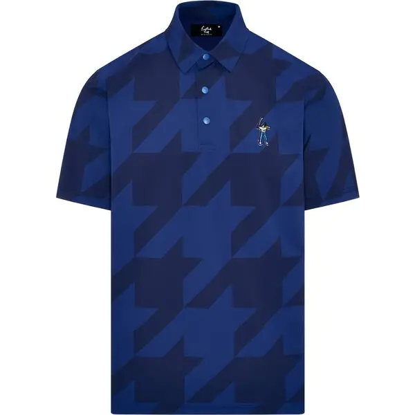 EASTSIDE GOLF Snap Placket Performance Golf Polo - Blue Void Houndstooth