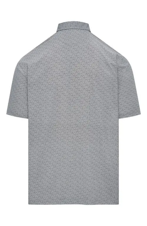 EASTSIDE GOLF Snap Placket Performance Golf Polo - Charcoal Grey Tweed