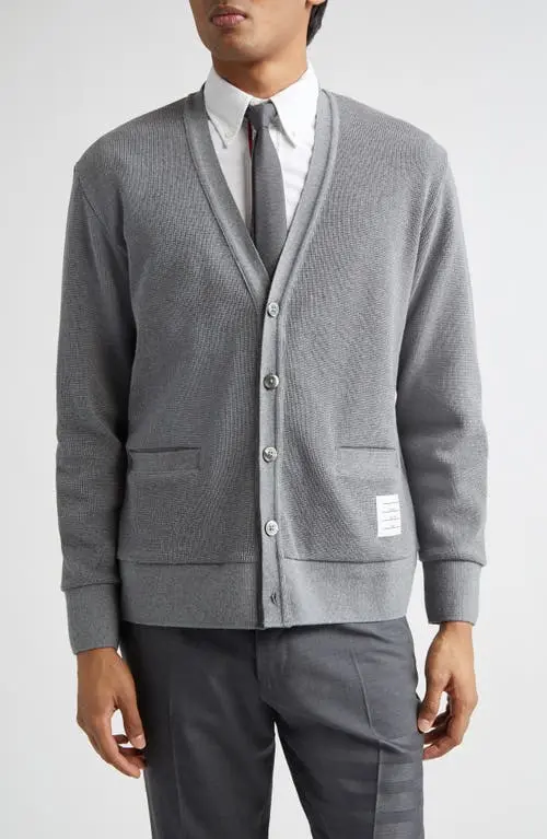 Thom Browne Waffle Knit V-neck Cardigan