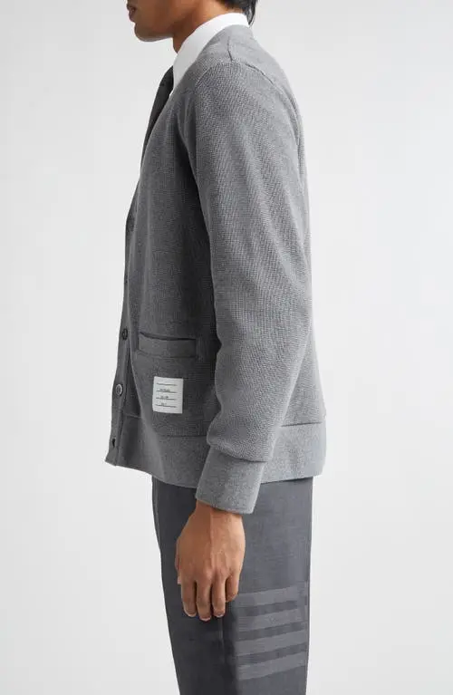 Thom Browne Waffle Knit V-neck Cardigan