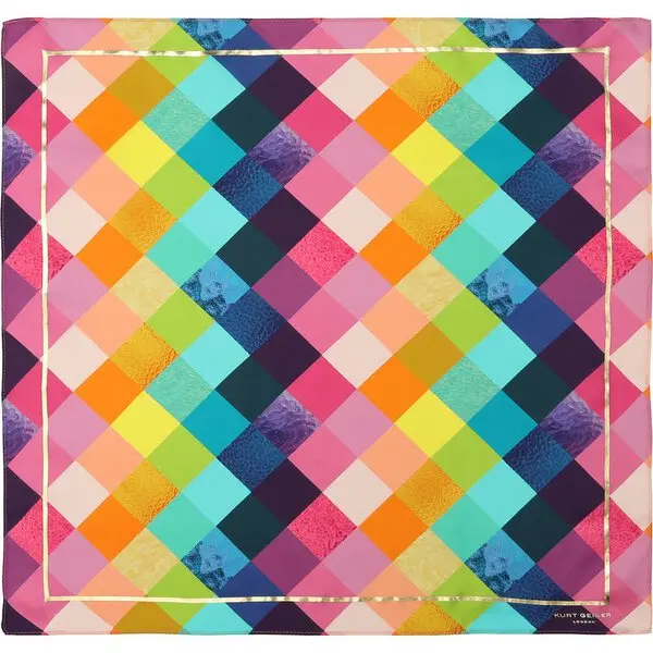 Kurt Geiger Stained Glass Silk Bandana Scarf - Classic Rainbow