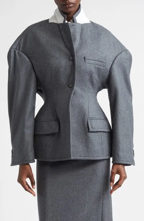 Thom Browne Nipped Waist Wool Coat - Dark Grey