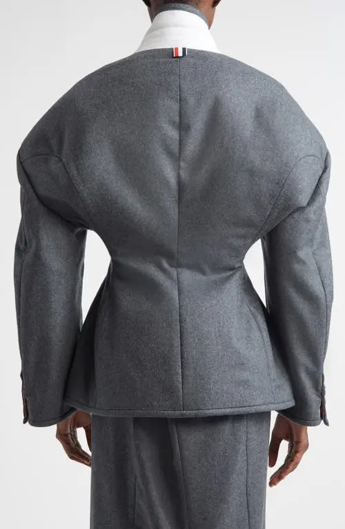Thom Browne Nipped Waist Wool Coat - Dark Grey