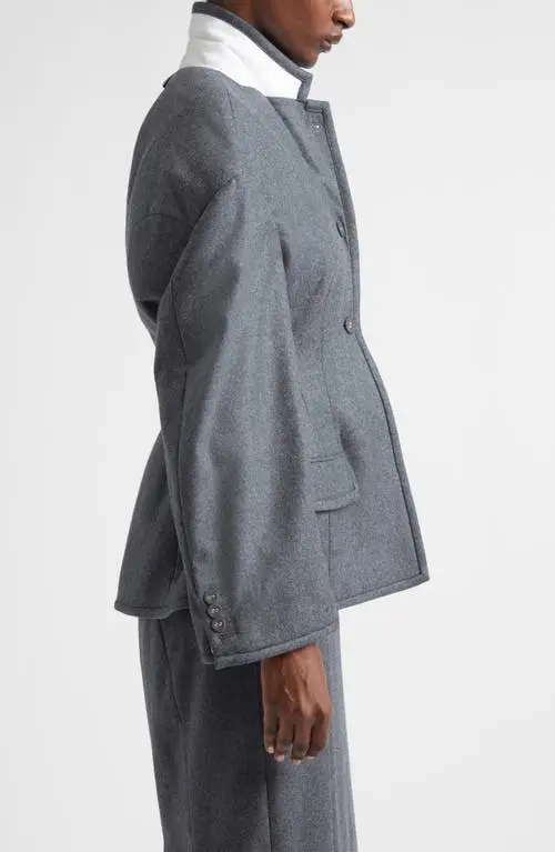 Thom Browne Nipped Waist Wool Coat - Dark Grey
