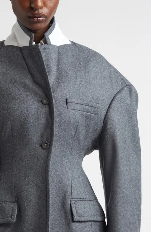 Thom Browne Nipped Waist Wool Coat - Dark Grey