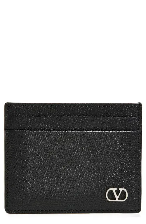 Valentino Garavani Vlogo Leather Card Holder - Black