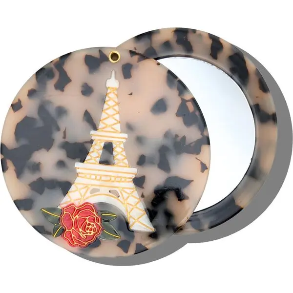 SOLAR ECLIPSE Eiffel Tower Hand-painted Compact Mirror - Brown