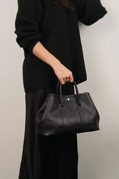 EZRA ARTHUR Audrey Soft Steer Leather Top Handle Bag - Black