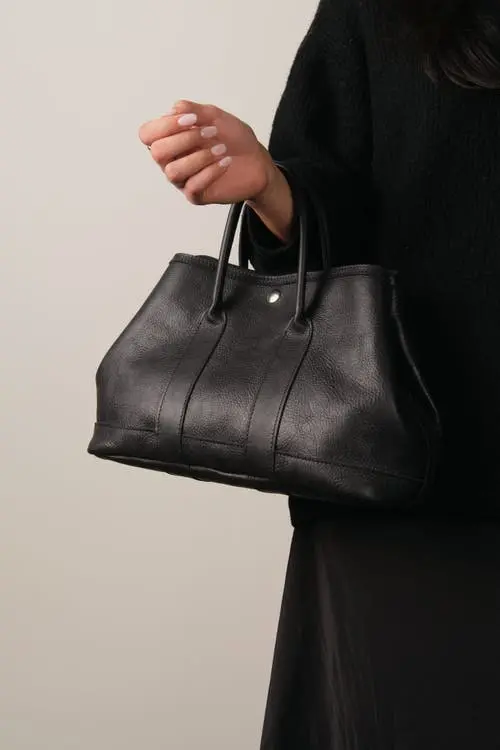 EZRA ARTHUR Audrey Soft Steer Leather Top Handle Bag - Black