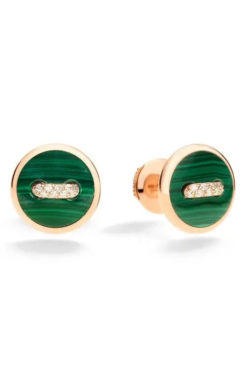 Pomellato Pom Pom Dot & Pavé Diamond Stud Earrings - Malachite