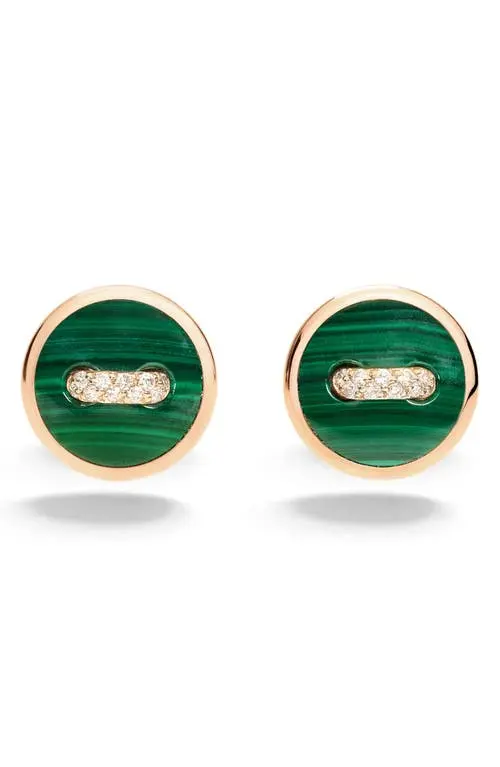 Pomellato And Diamond Stud Earrings - Malachite