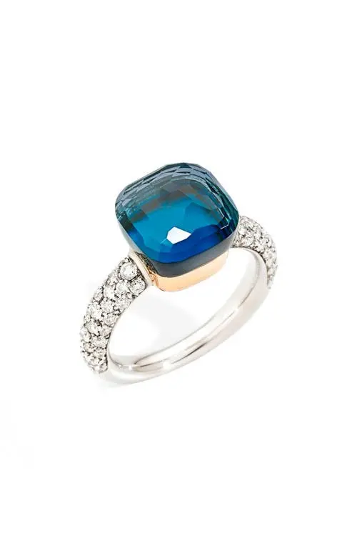 Pomellato Nudo Maxi Ring - White/rose Gold/blue Topaz
