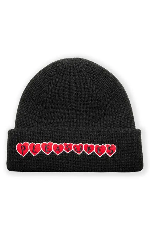 PLEASURES Hearts Beanie - Black