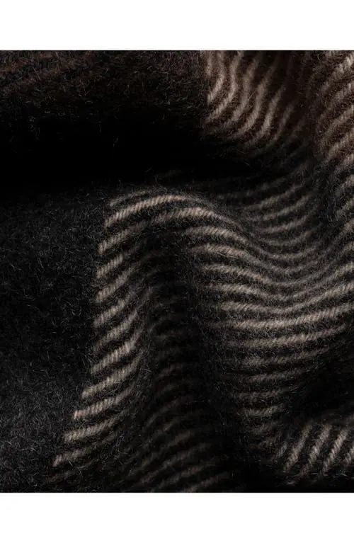 Eton Colorblock Cashmere Fringe Scarf - Medium Brown