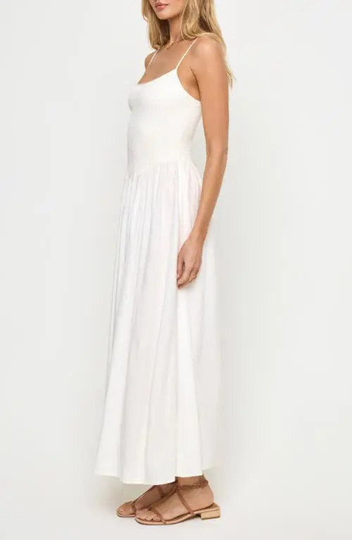 L*Space Cotton Maxi Cover-up Dress With Smocked Bodice - Cream