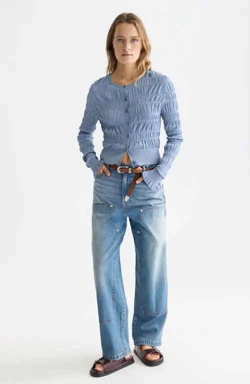 Scotch & Soda Smocked Crewneck Cardigan - Infinity