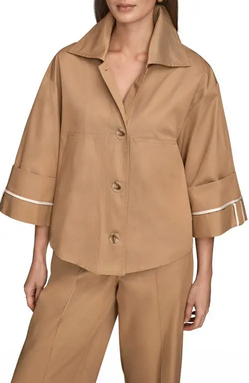 Donna Karan New York Cotton Twill Button-front Jacket - Fawn