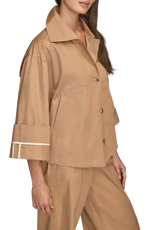 Donna Karan New York Cotton Twill Button-front Jacket - Fawn