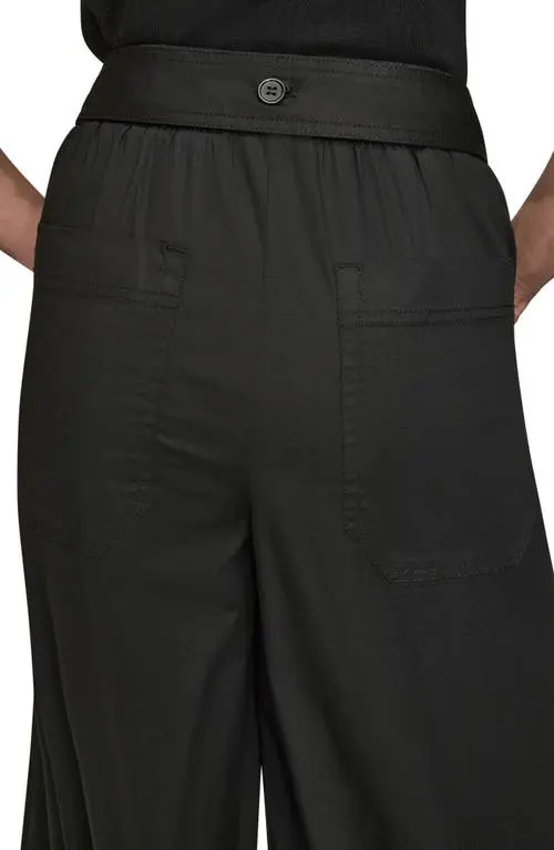Donna Karan New York Mid-rise Wide-leg Cropped Stretch Cotton Pants - Black
