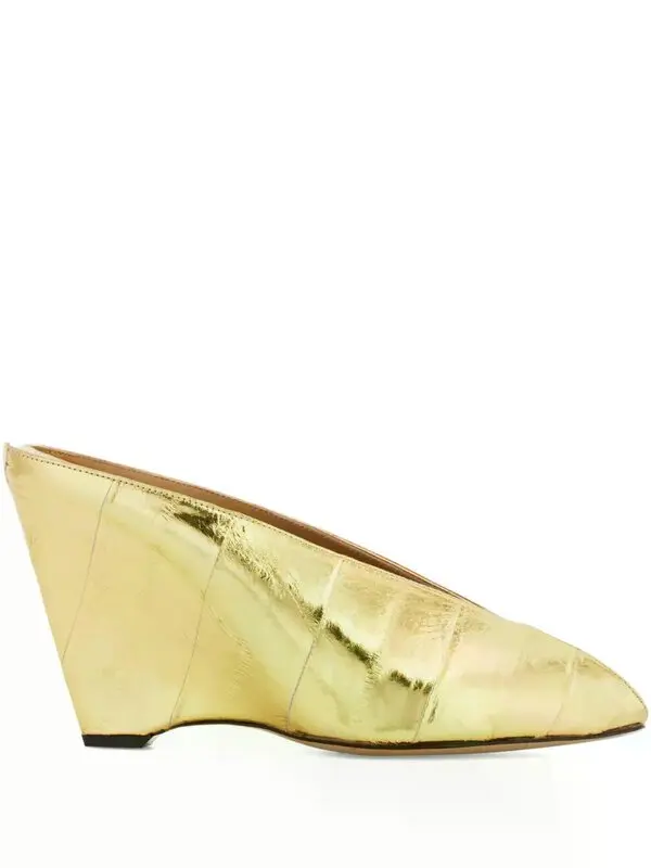 FERRAGAMO 90mm Wedge Mules - Gold