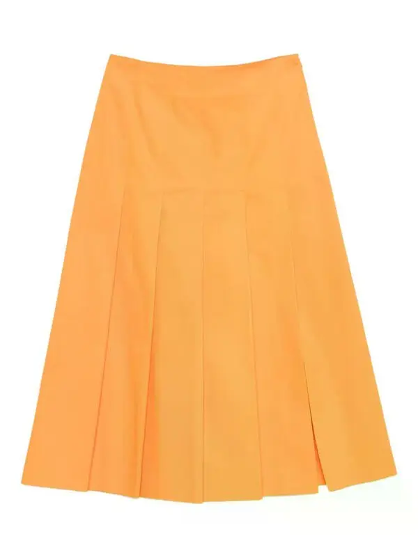 DRHOPE Pleated Slit Skirt - Orange