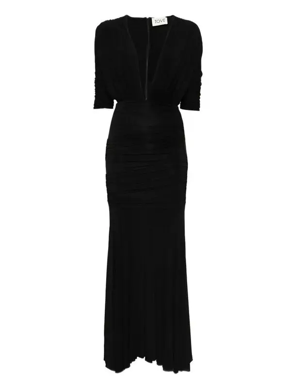Tove V-neck Ruched Maxi Dress