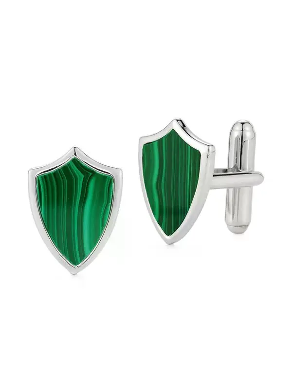 Mateo Shield Malachite Cufflinks