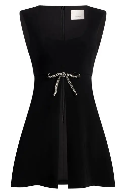 Cinq À Sept Jo Rhinestone Bow Dress - Black/ivory
