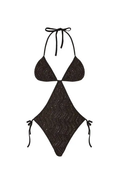 Missoni Zigzag Mesh Trikini With Sequins - Brown