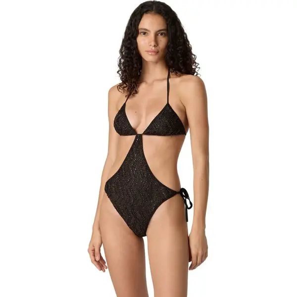 Missoni Zigzag Mesh Trikini With Sequins - Brown