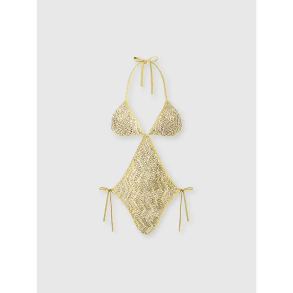 Missoni Zigzag Mesh Trikini With Sequins - Gold