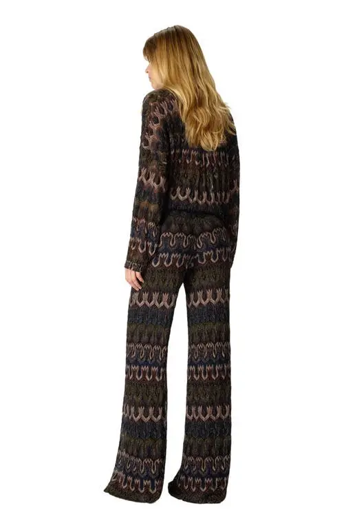 Missoni Viscose Lamé Arabesque Motif Palazzo Pants - Brown