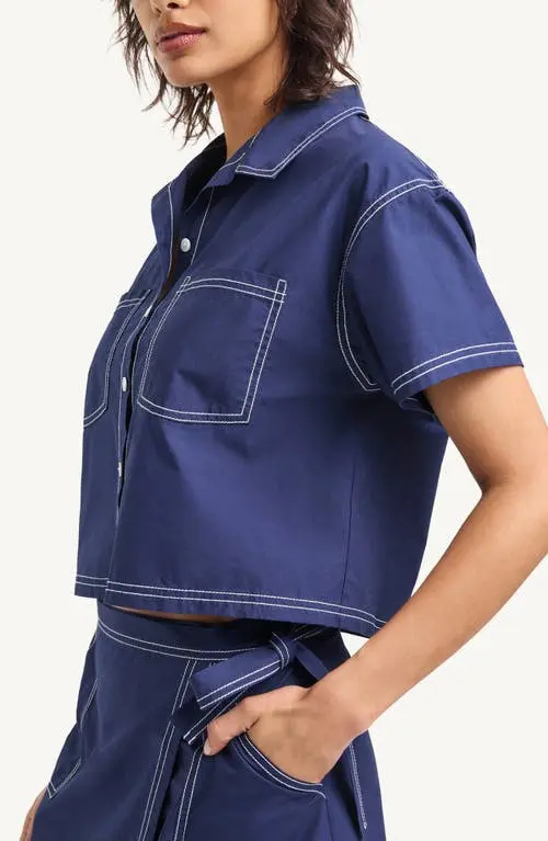 Vitamin A® Ashley Crop Organic Cotton Camp Shirt With Contrast Stitching