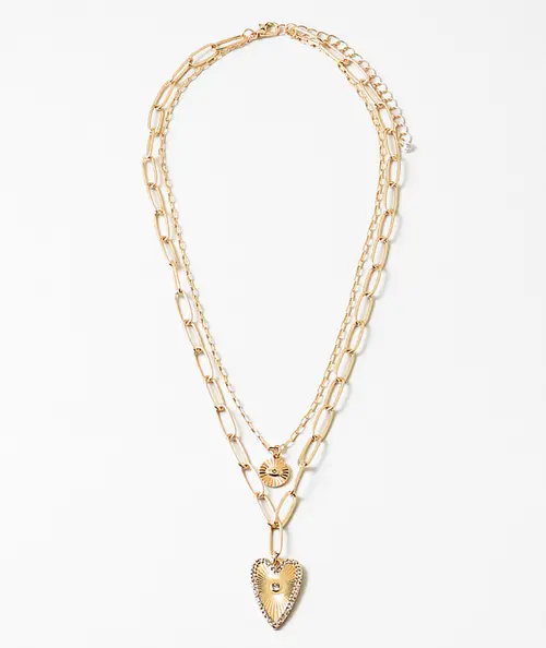 ERIN MCDERMOTT JEWELRY Heart Duo Layered Necklace - Gold