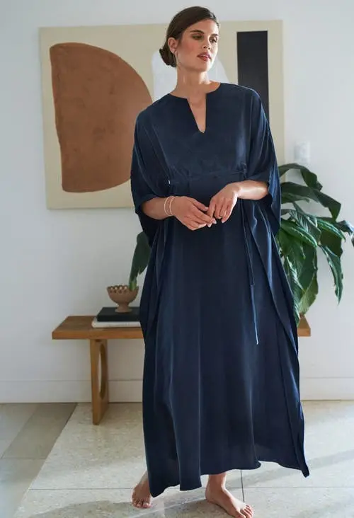 OCEAN+MAIN Belted Cupro Caftan