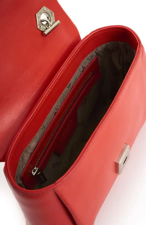 VELEZ Lili Leather Bowling Bag With Croc-embossed Flap