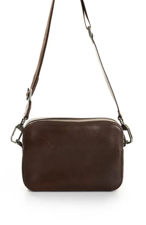 VELEZ Leather Crossbody Bag With Adjustable Shoulder Strap - Dark Brown