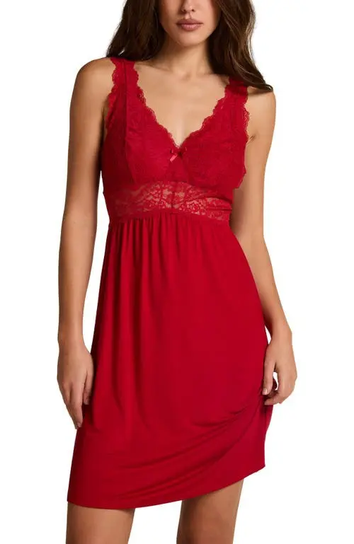 Hunkemoller Nora Lace Slip Dress - Burgundy