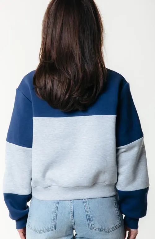 COLOURFUL REBEL Colourblock Zip Sweatshirt - Deep Cobalt