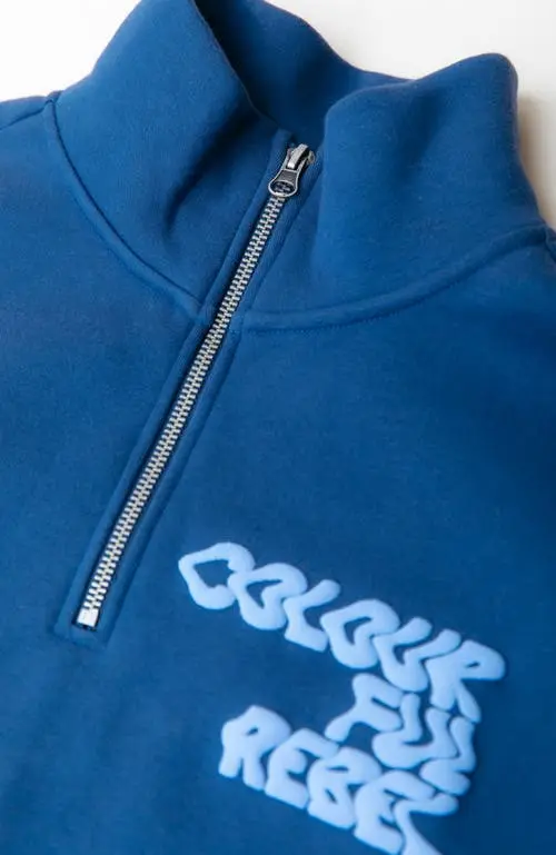 COLOURFUL REBEL Relaxed Fit Zip Sweatshirt - Deep Cobalt