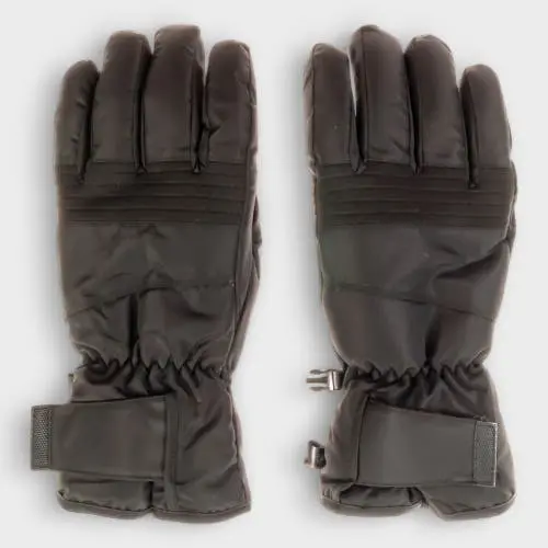 CANADA WEATHER GEAR Ski Gloves With Adjustable Velcro Strap - Black