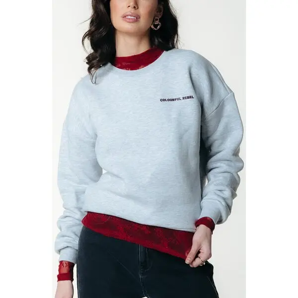 COLOURFUL REBEL Cr Round Flower Dropped Shoulder Sweat