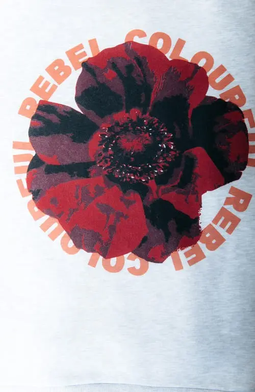 COLOURFUL REBEL Cr Round Flower Dropped Shoulder Sweat