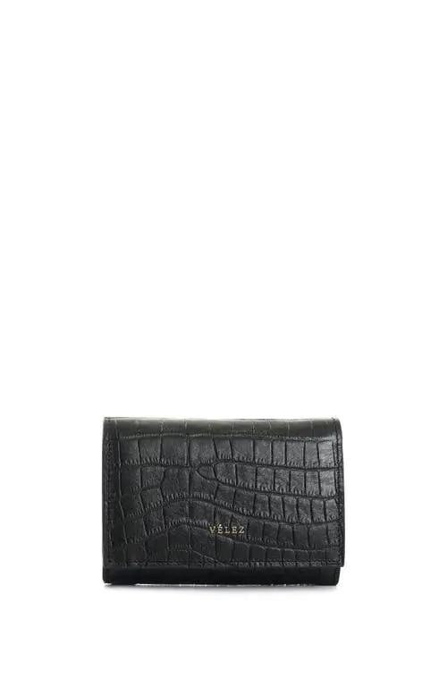 VELEZ Embossed Leather Wallet - Black
