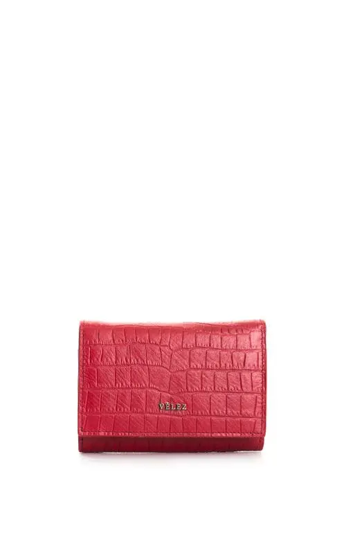 VELEZ Embossed Leather Wallet - Red