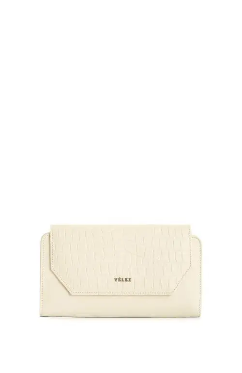 VELEZ Leather Bifold Large Wallet - White