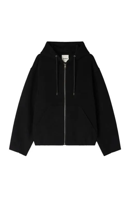 Sandro Hooded Zip-up Wool Jacket