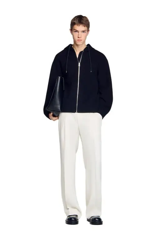Sandro Hooded Zip-up Wool Jacket