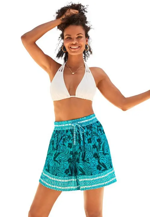 SWIMSUITS FOR ALL Tie-front Cover Up Shorts - Mediterranean Coast
