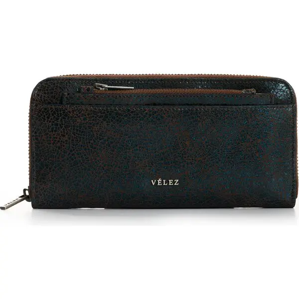 VELEZ Folia Leather Checkbook Wallet - Blue